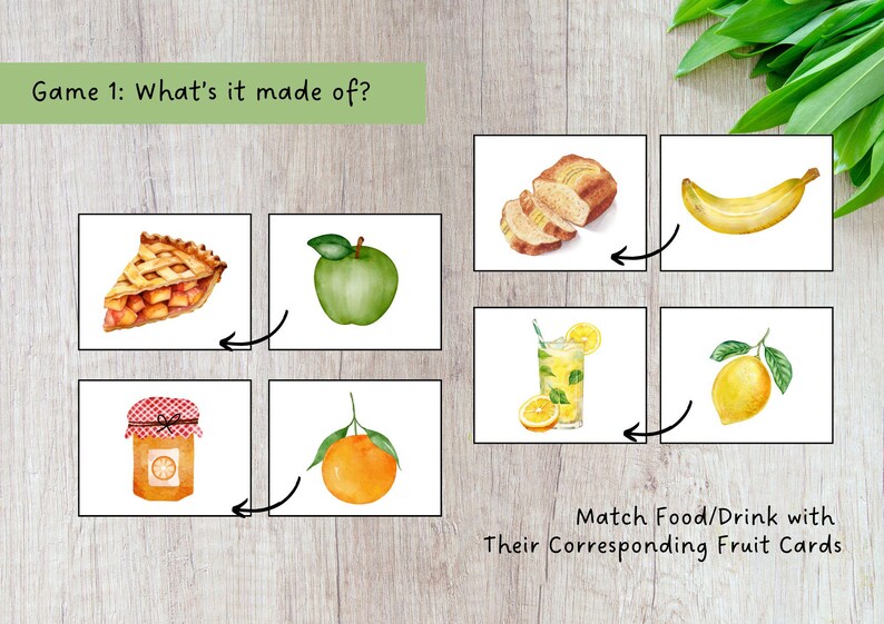 Fruit & Food Matching Cards, Learn Fruits, Kids Learning Game ...