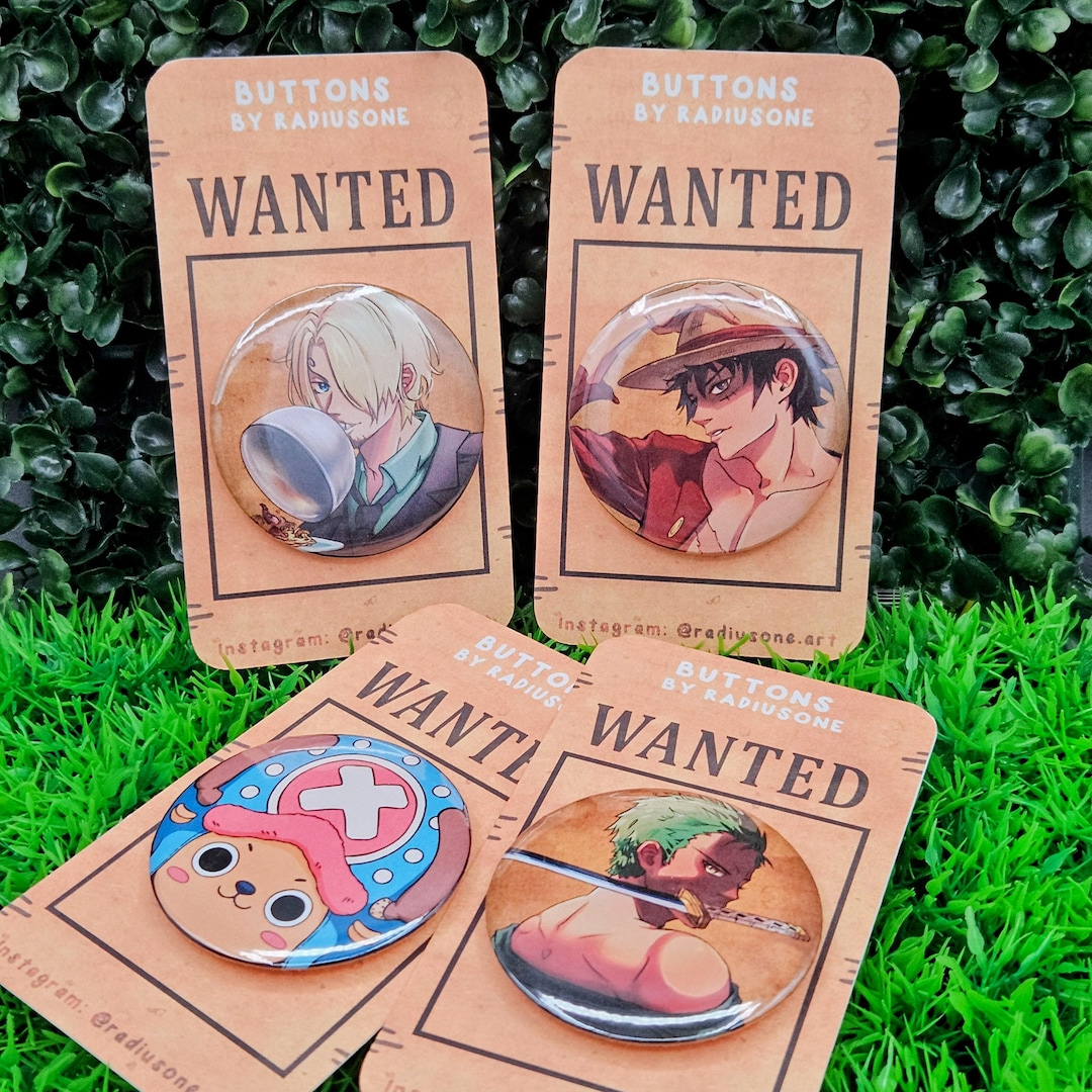 One Piece Buttons Fan Art Pinback Badge Magnet Keychain Sleeve Set ...