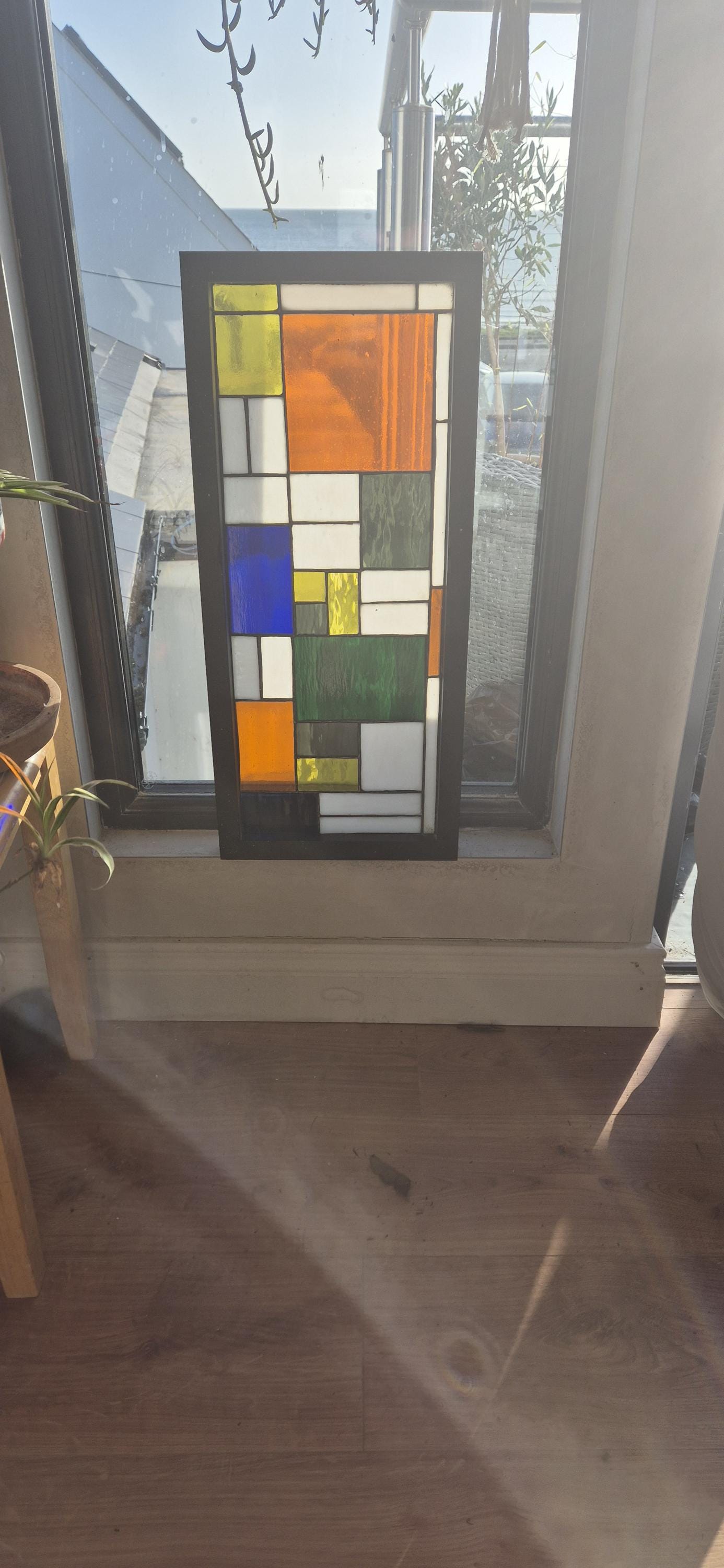 Mondrian Stained Glass Panel - Etsy
