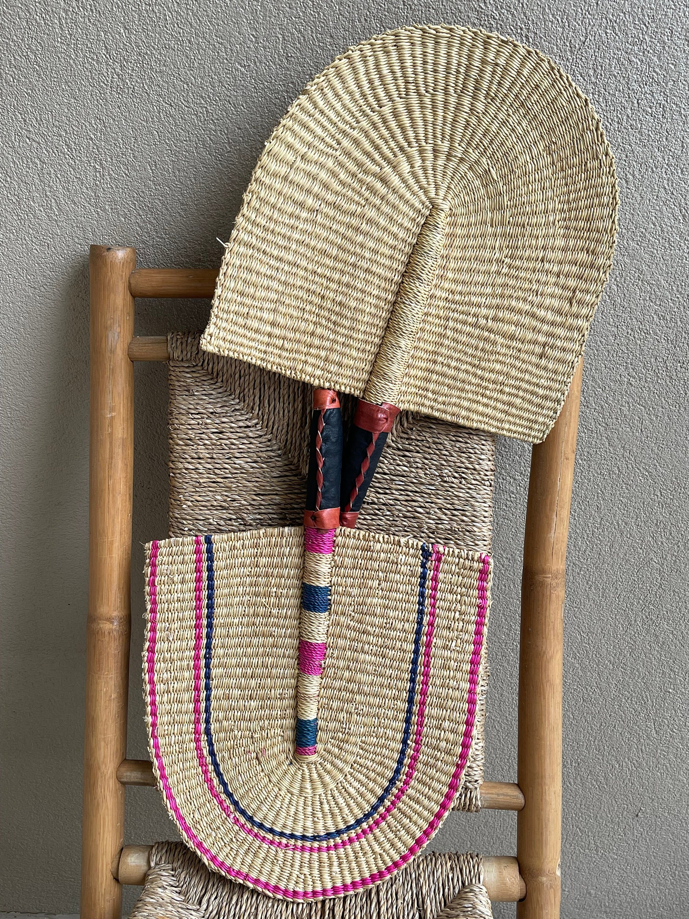 Pink Natural Woven Fan Wicker Hand Fan Natural Hand Fan - Etsy