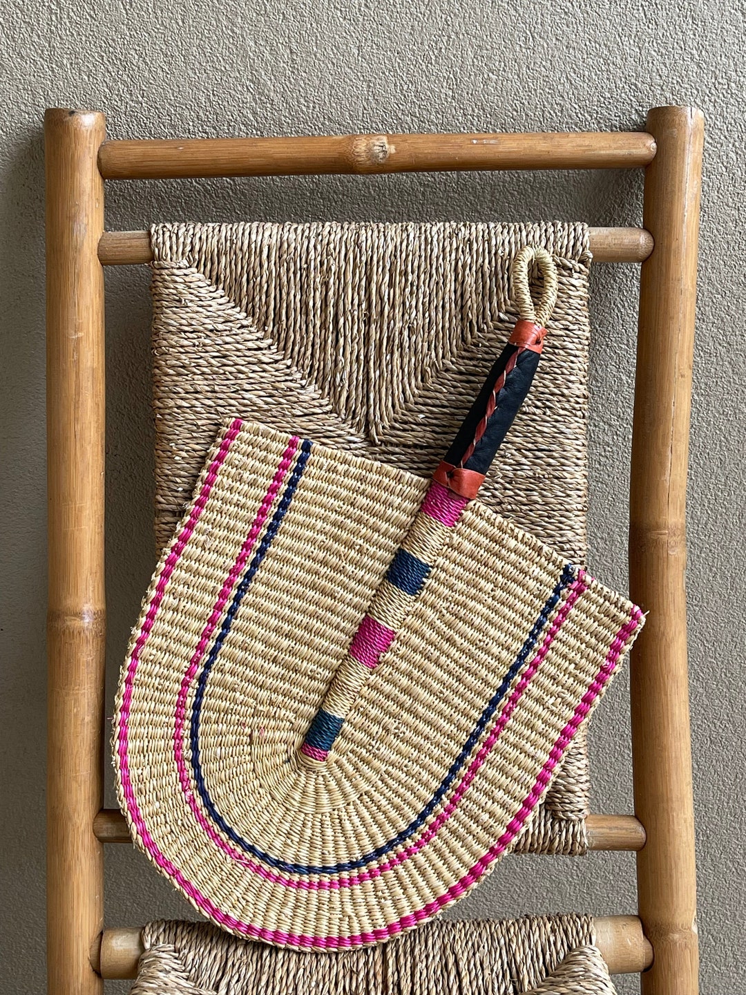 Pink Natural Woven Fan Wicker Hand Fan Natural Hand Fan - Etsy