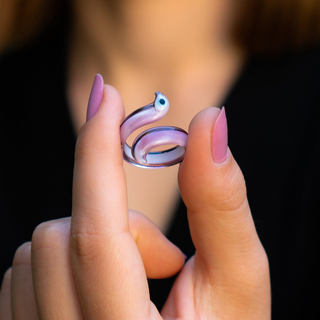 Böser Blick Ring, Spirale Ring, Murano Glas Ring, handgemachter Glas ...
