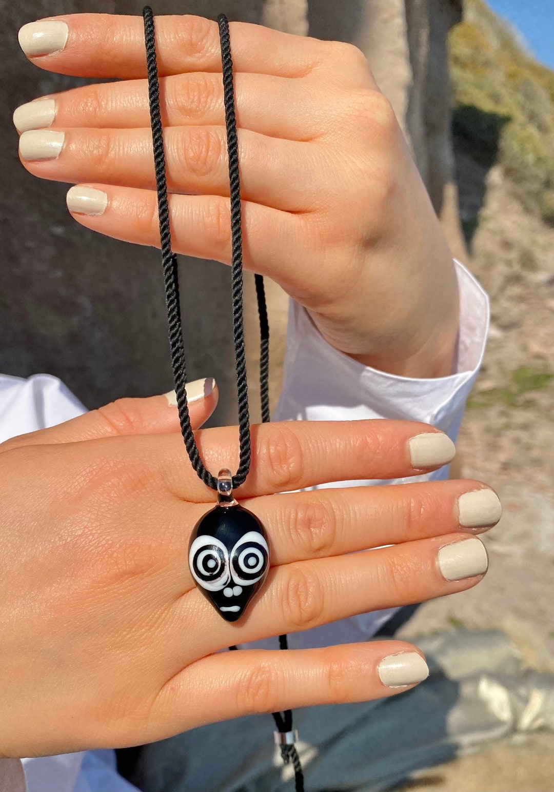 Glass Alien Pendant, Glass UFO Pendant, Alien Necklace, UFO Necklace ...