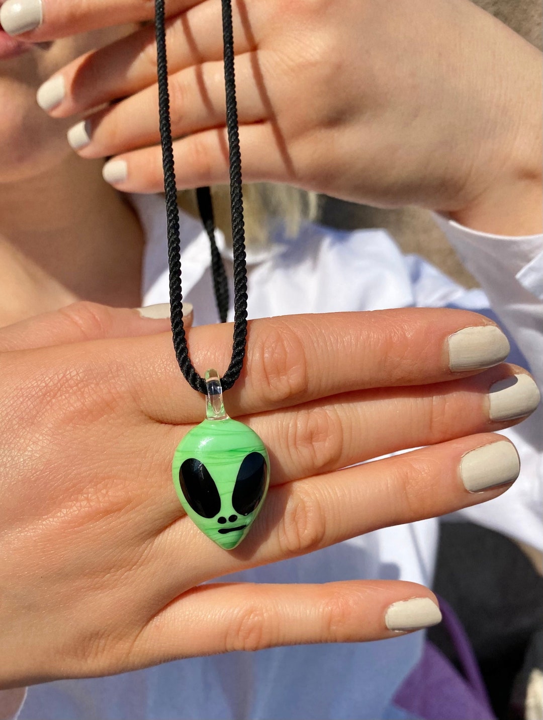 Glass Alien Pendant, UFO Pendant, Alien Necklace, UFO Necklace, Alien ...