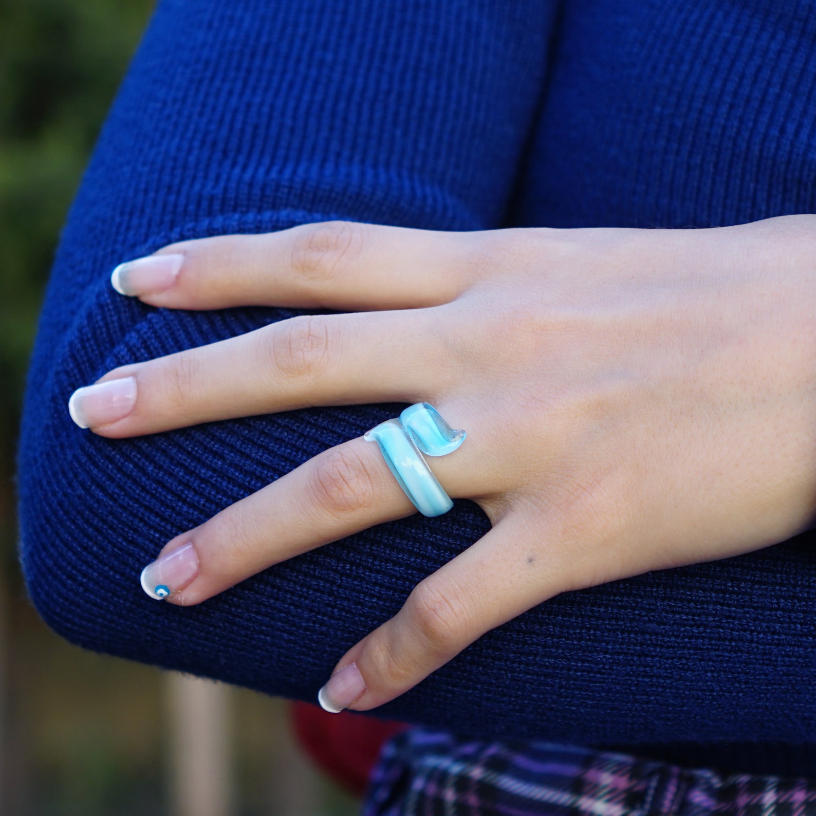 Handmade Murano Glass Snake Ring: Aqua Spiral Design With or Without ...