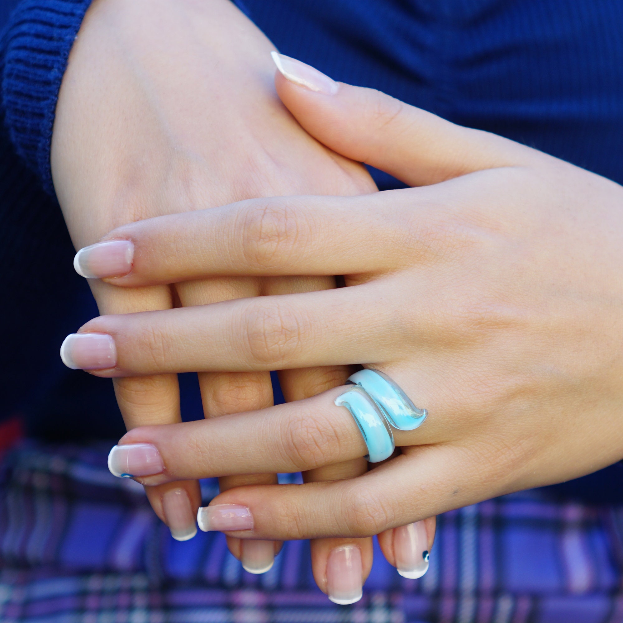 Handmade Murano Glass Snake Ring: Aqua Spiral Design With or Without ...