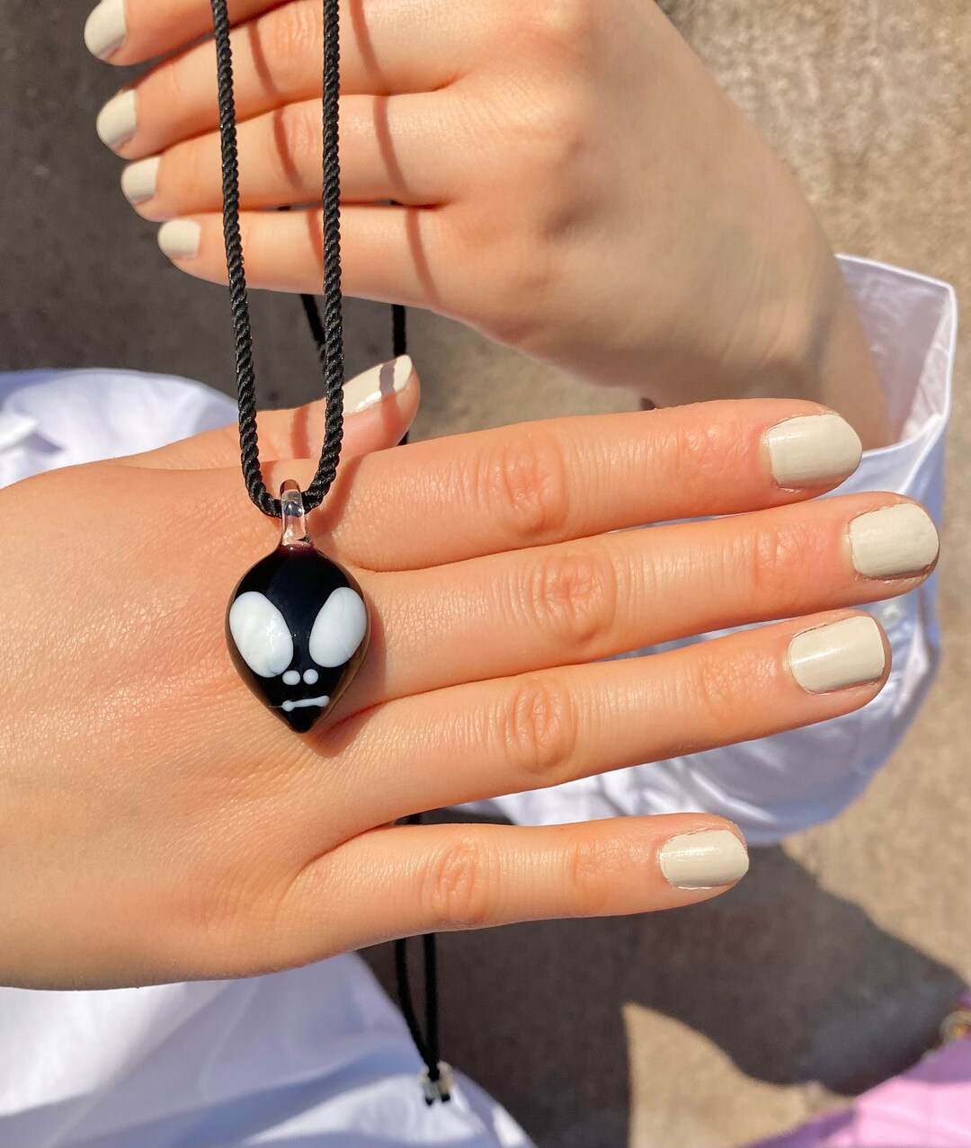 Glass Alien Pendant, Glass UFO Pendant, Alien Necklace, UFO Necklace ...