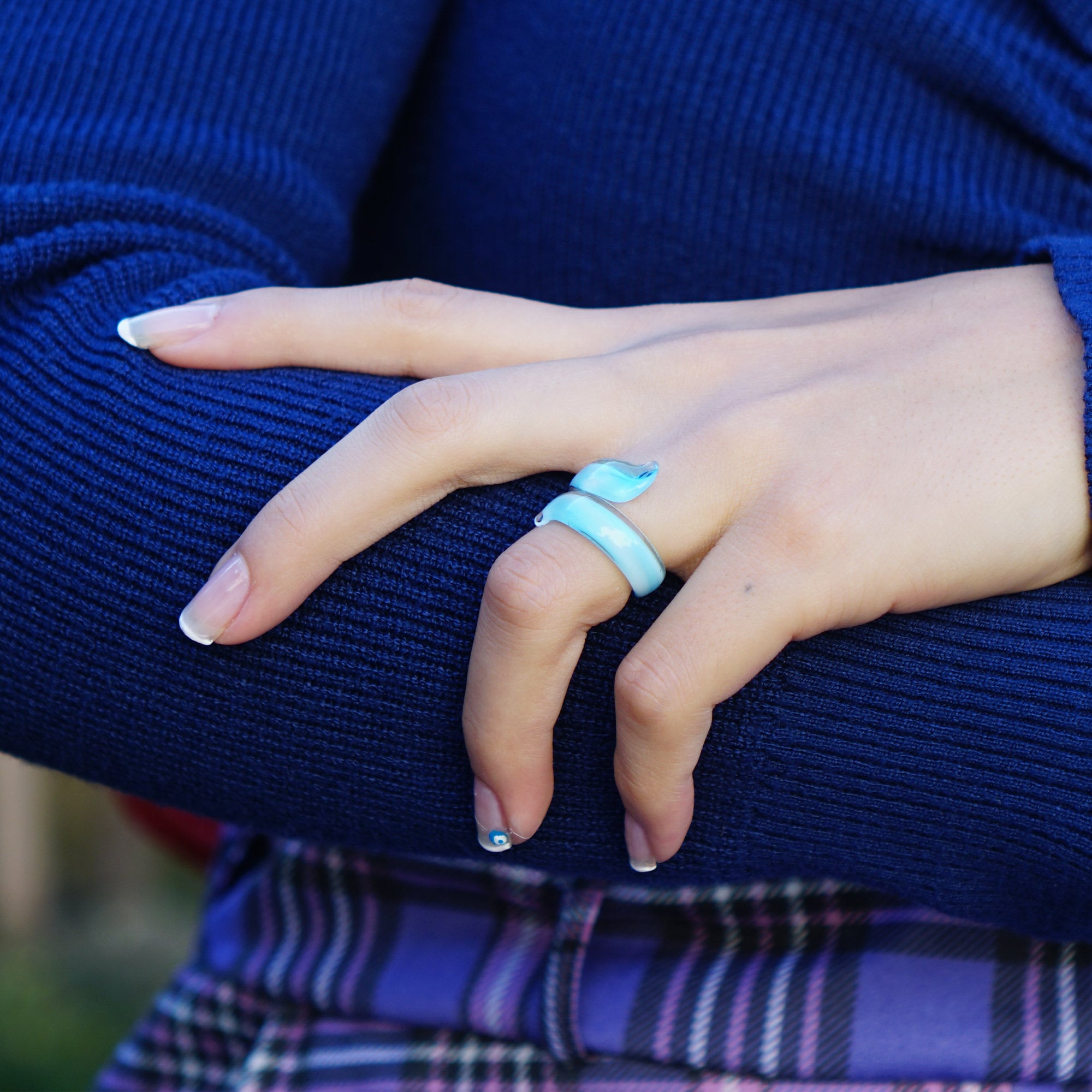 Handmade Murano Glass Snake Ring: Aqua Spiral Design With or Without ...