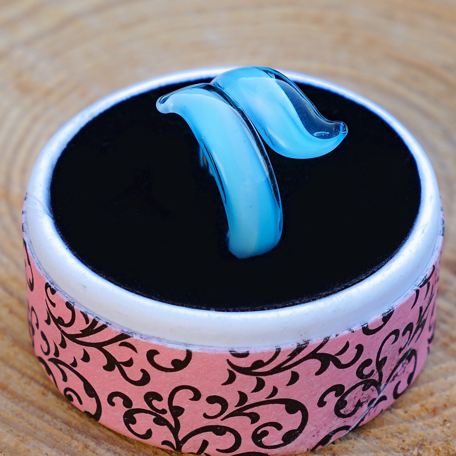 Handmade Murano Glass Snake Ring: Aqua Spiral Design With or Without ...