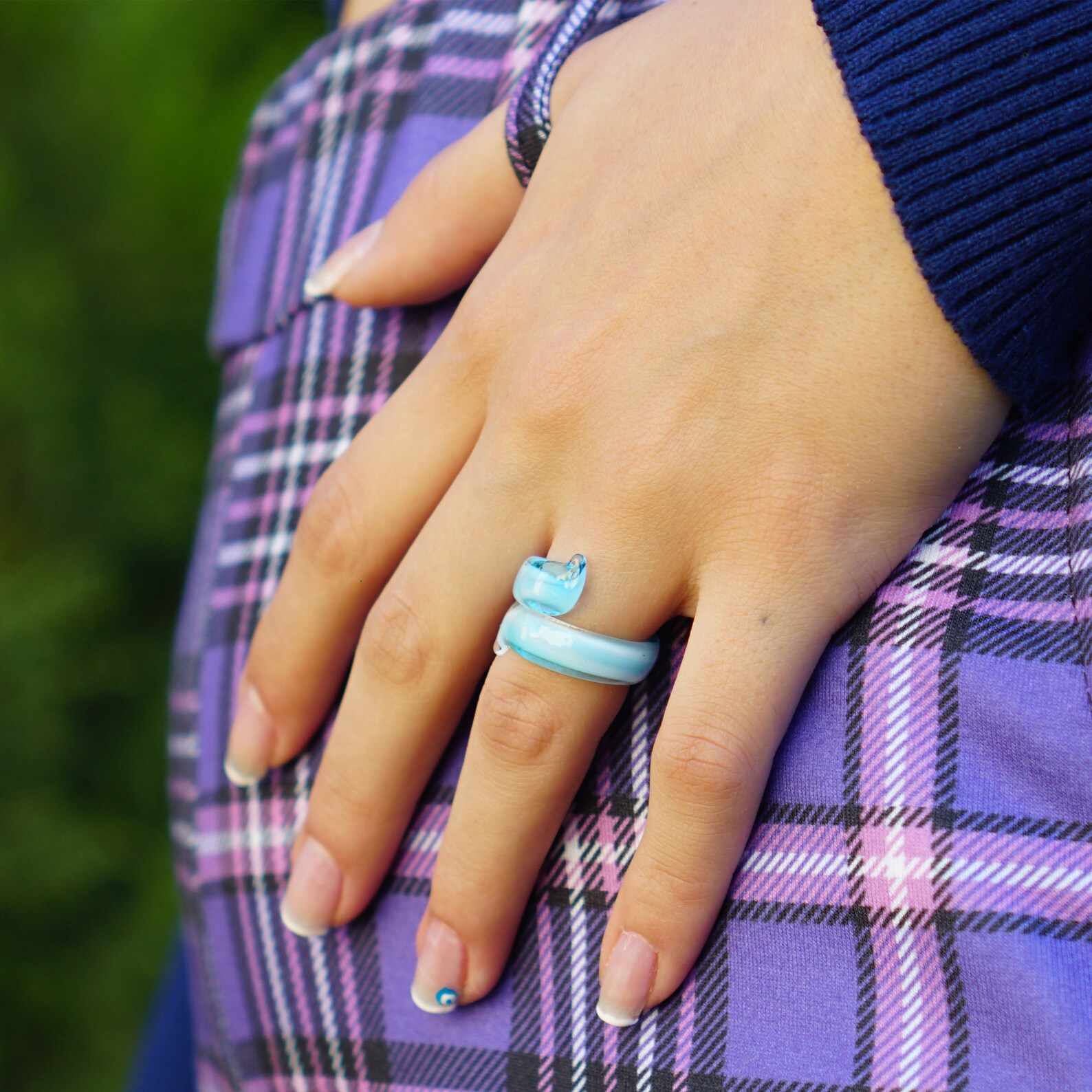 Handmade Murano Glass Snake Ring: Aqua Spiral Design With or Without ...