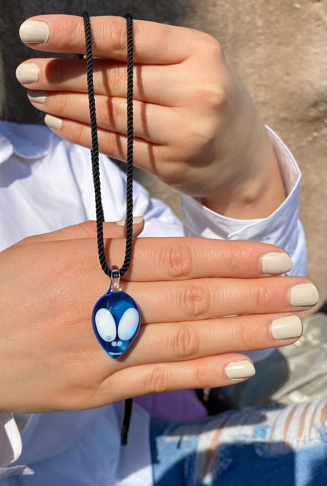 Glass Alien Pendant Glass UFO Pendant Alien Necklace UFO - Etsy