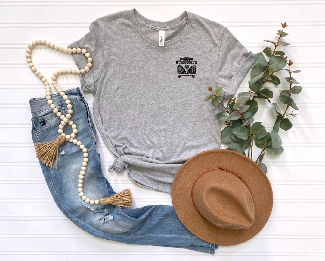 Mandala Bus Shirt, Cute Bus Pocket Tee, Floral Design Bus Tee ...