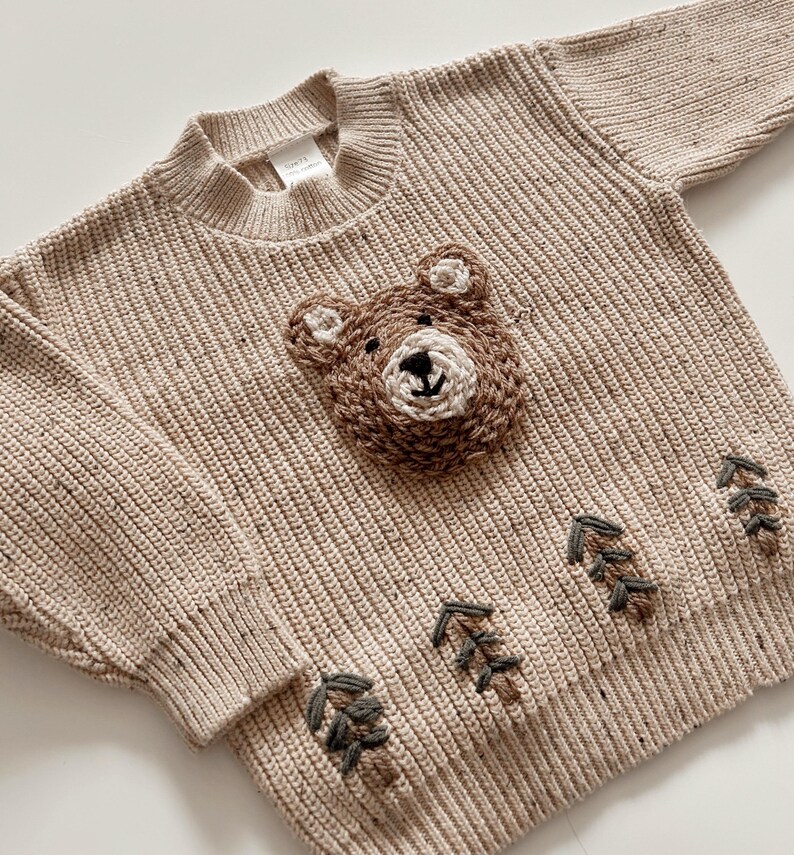Woodland Animal Sweatshirt, Hand Embroidered Sweatshirt, Teddy Bear ...