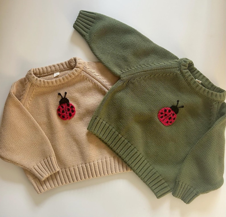 Hand Embroidered Ladybird Kids Knitted Sweater, Kids and Baby Clothing ...
