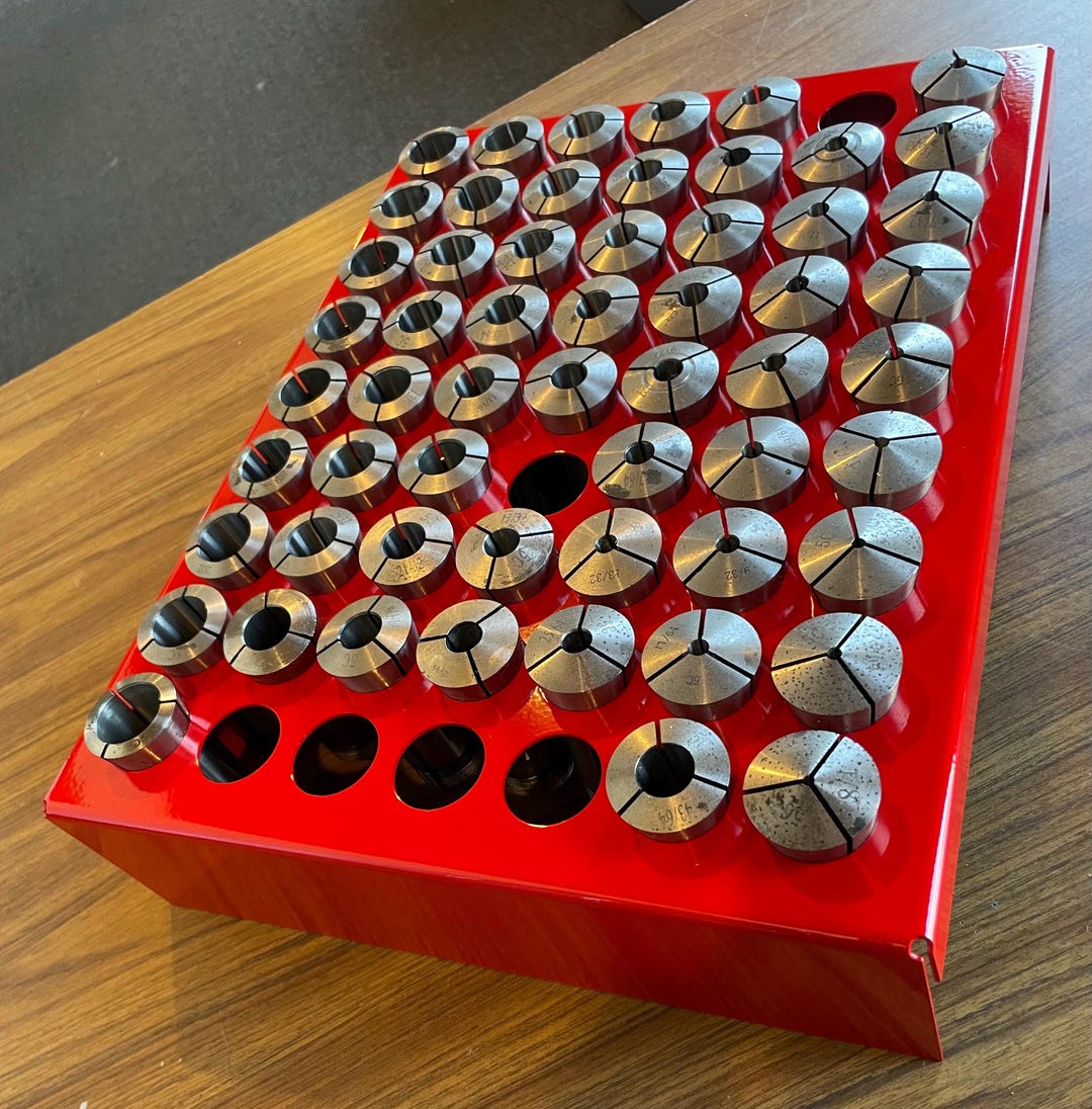 Made in USA Large 63 Collet Rack Tray 5C Benchtop Drawer Steel Metal 1/ ...