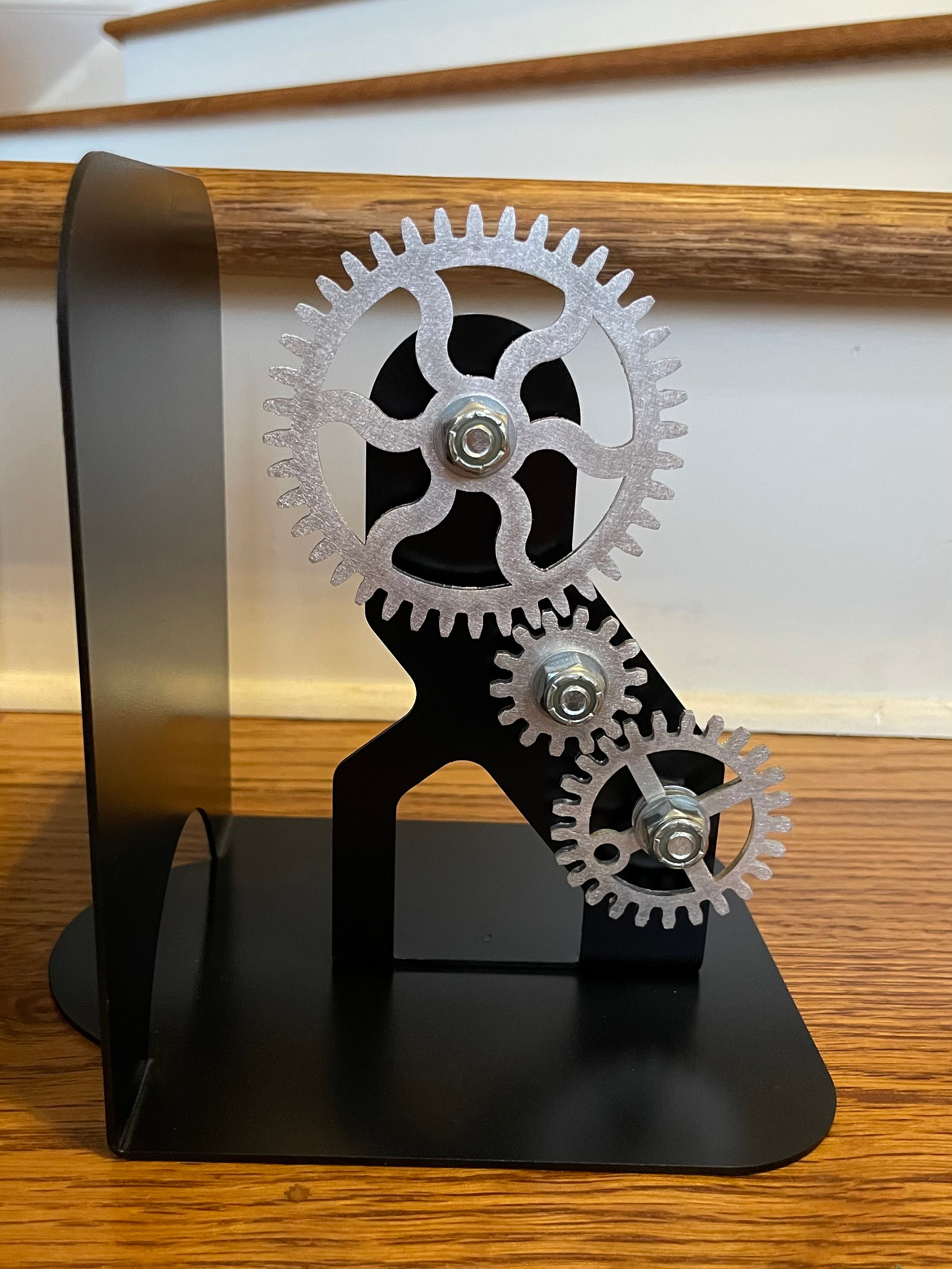 Industrial Gear Book End ~ Movable Gears Steampunk Sculpture Steel ...