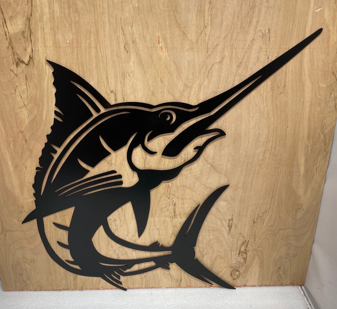 New Marlin Jumping Fish Large Metal Wall Art Sign Fishing Laser Cut ...