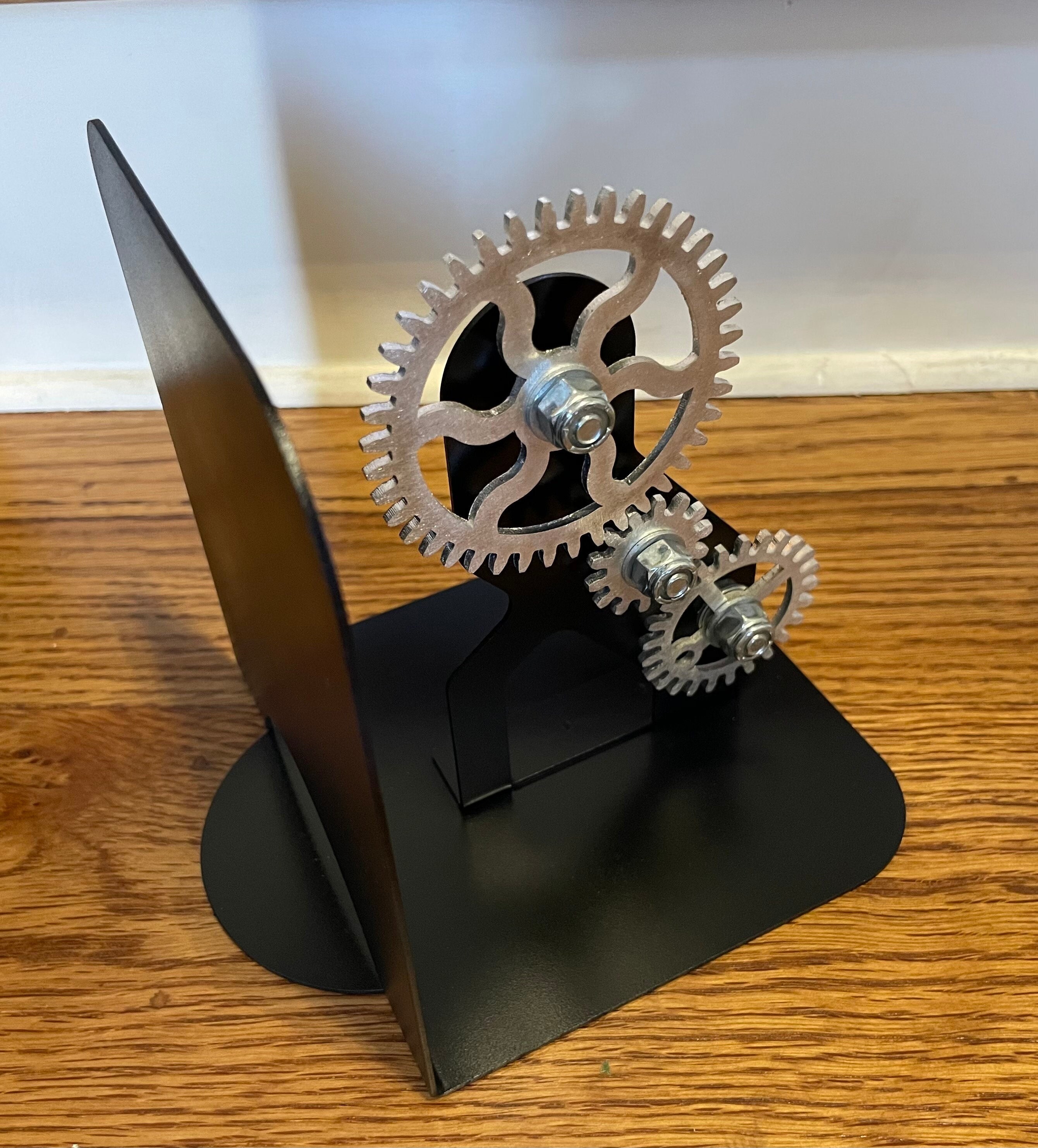 Industrial Gear Book End ~ Movable Gears Steampunk Sculpture Steel ...