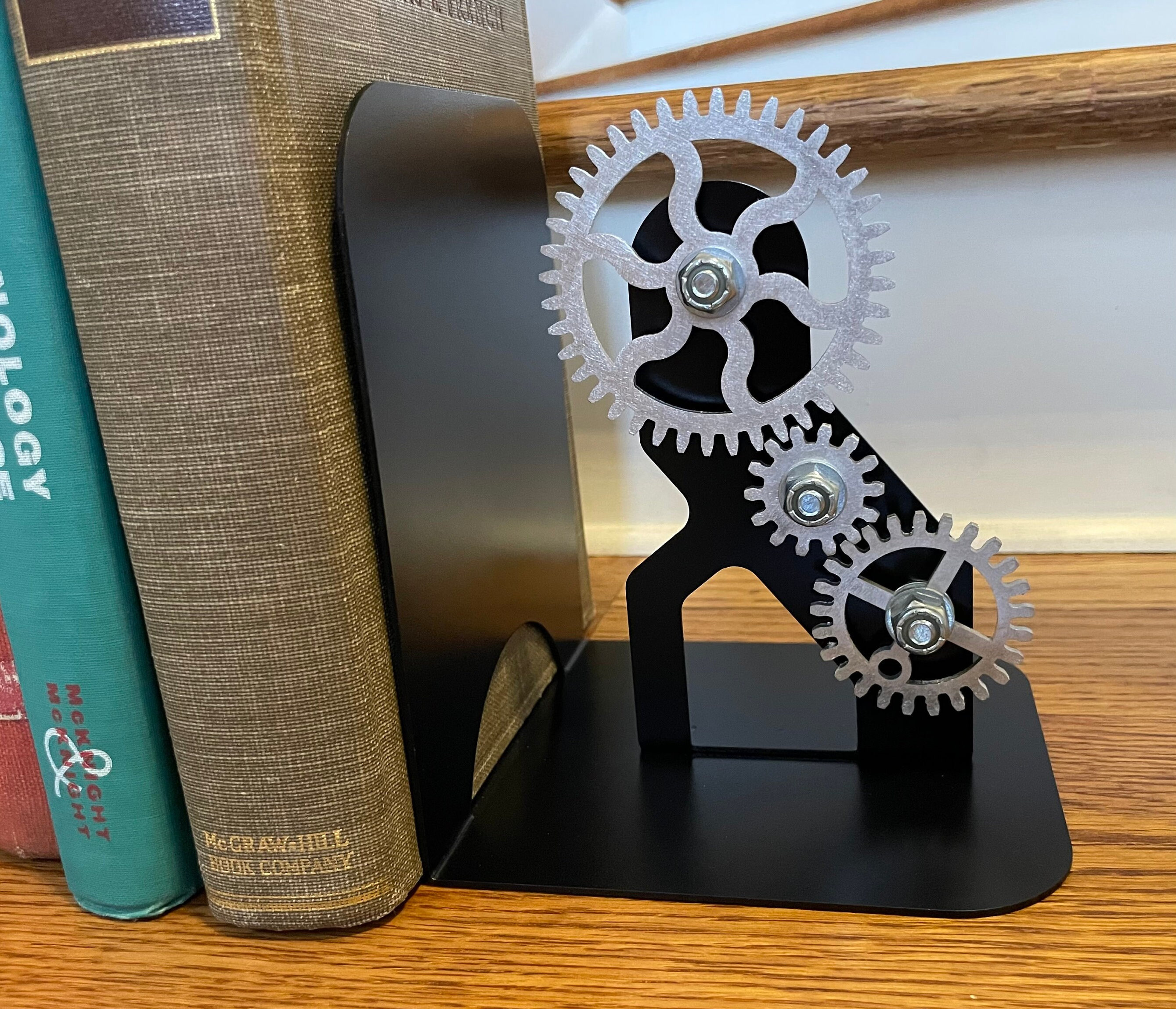 Industrial Gear Book End ~ Movable Gears Steampunk Sculpture Steel ...