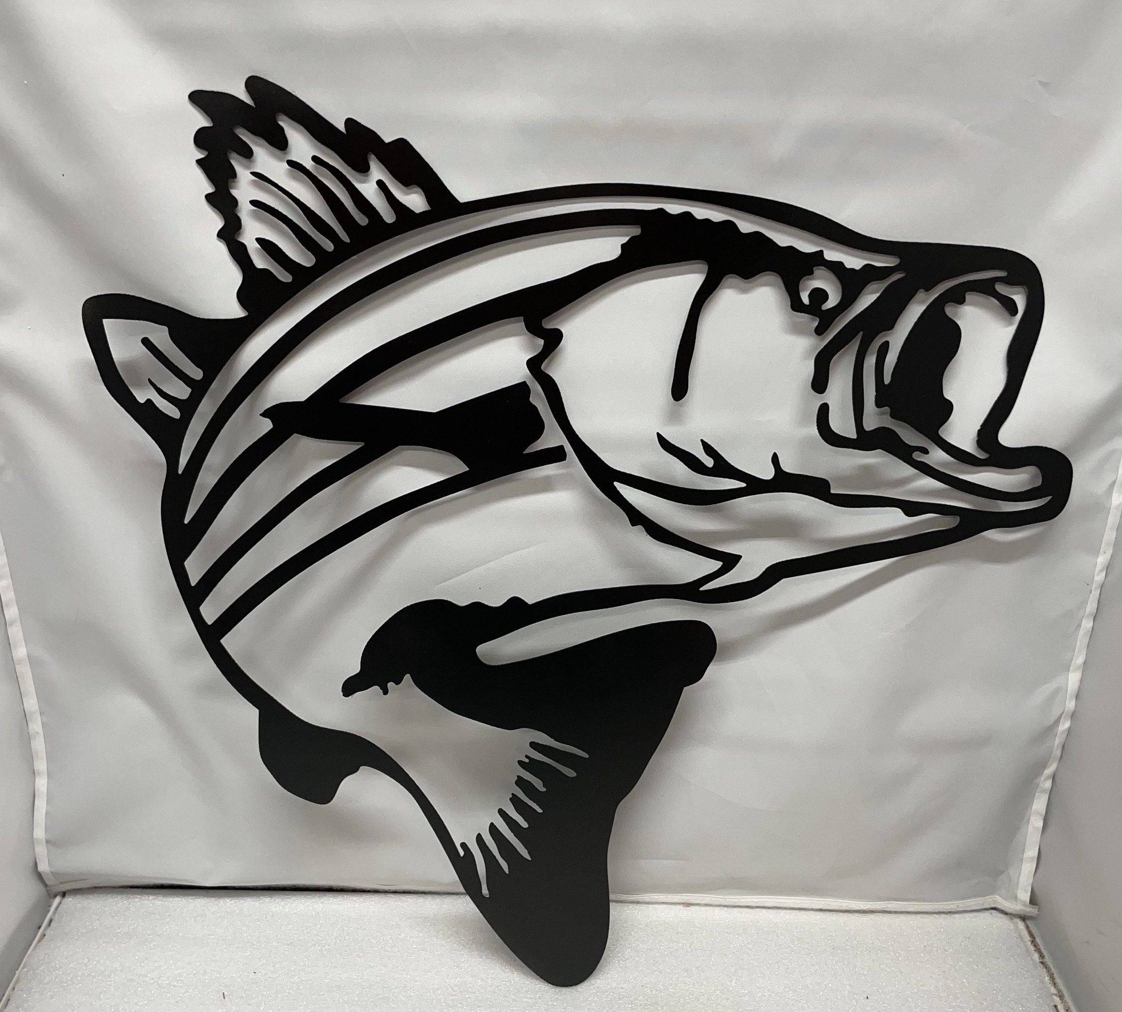 New Bass Jumping Fish Large Metal Wall Art Sign Fishing Laser Cut Made ...