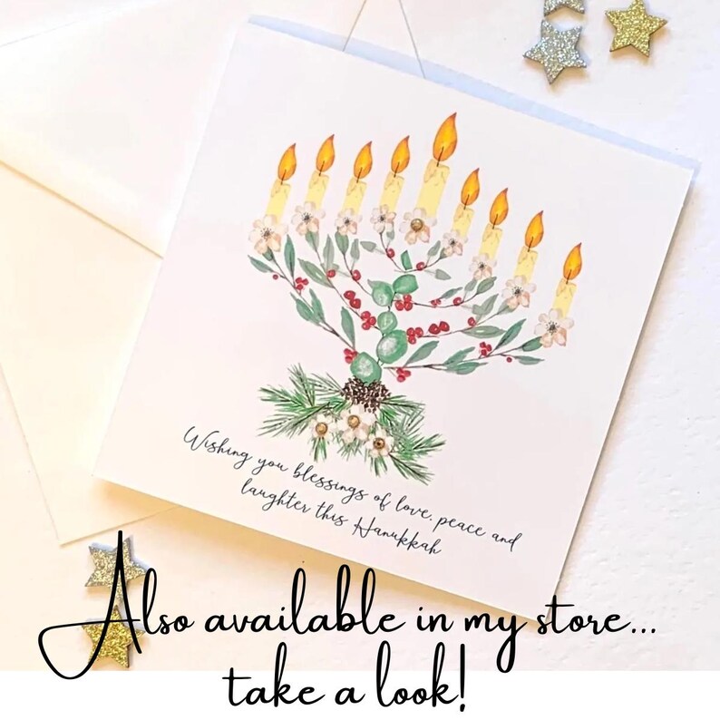 Hand Foiled Hanukkah Cards: Watercolor Candle Design - Etsy