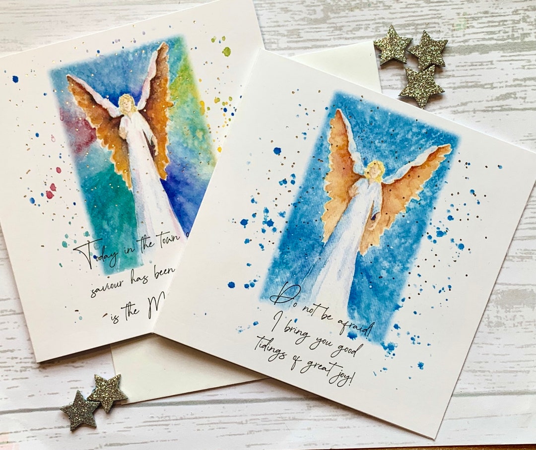 Hand Foiled Angel Christmas Cards: Christian Bible Verse Pack - Etsy