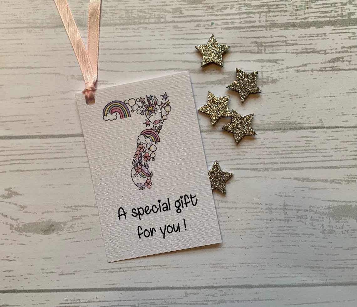 Unicorn Personalised 7th Birthday Card . Cartoon/doodle Style - Etsy