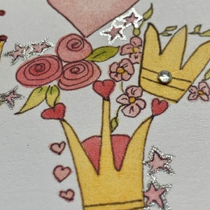 Princess Personalised 4th Birthday Card . Cartoon Style Watercolour ...