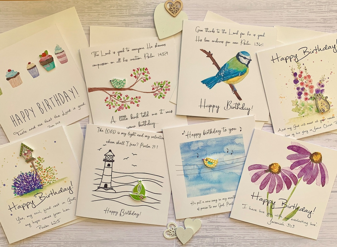 Pack of 8 Beautiful, Unique Christian Birthday Cards. A Real Variety of ...