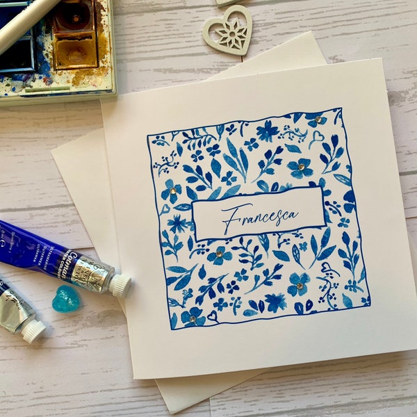 Watercolor Name Card - Etsy