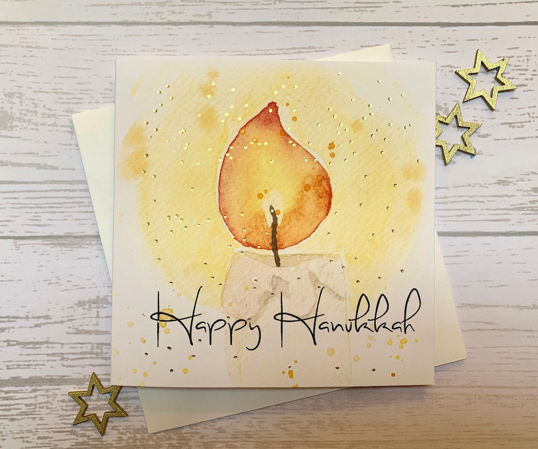 Hand Foiled Hanukkah Cards: Watercolor Candle Design - Etsy