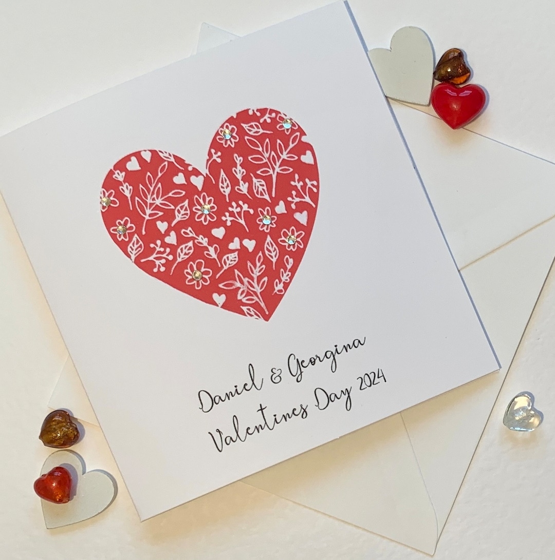 Stunning, Simple, Bright Red Heart Valentine Card With Sparkling ...