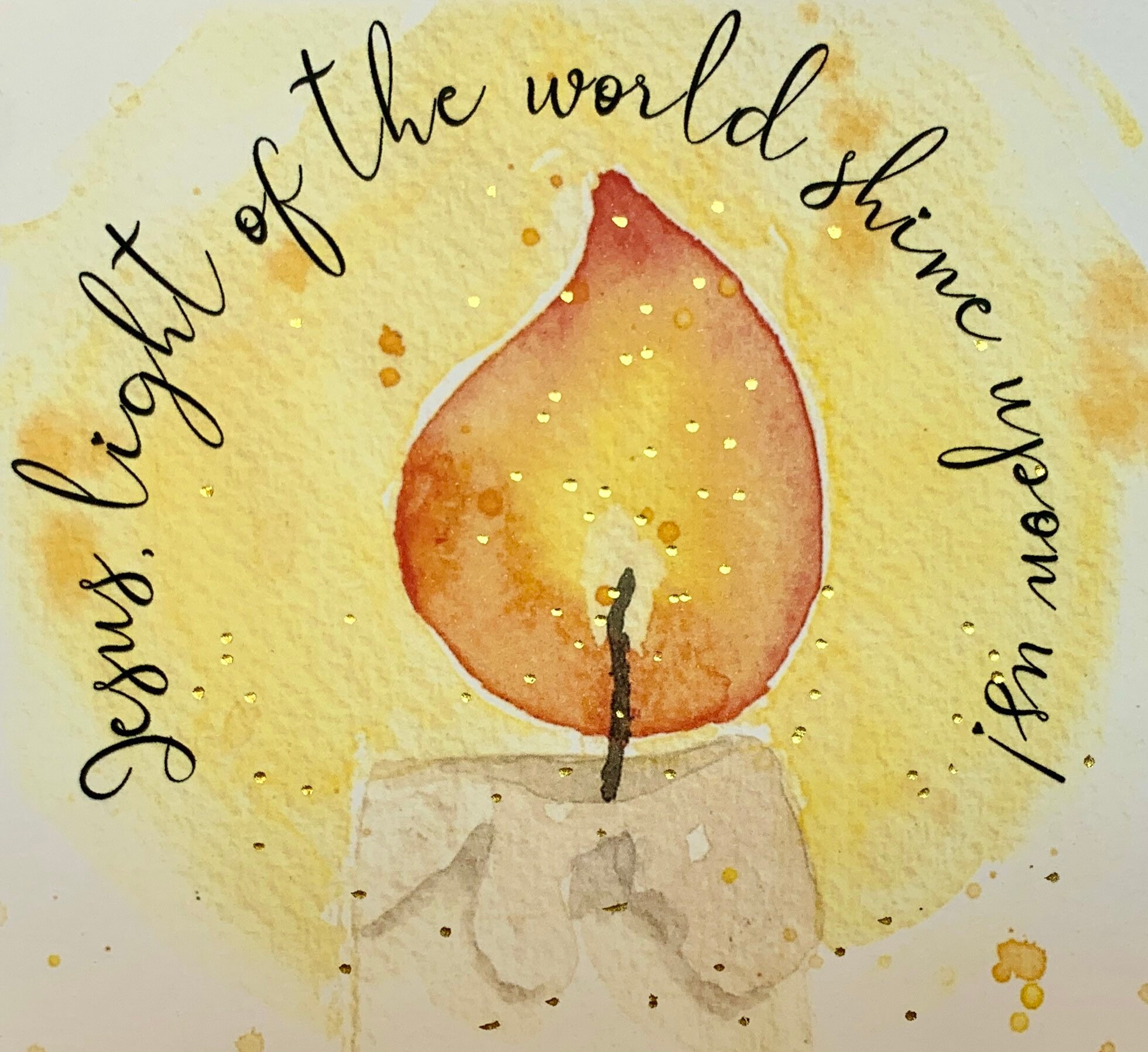 Handmade Christian Christmas Card Pack: Gold Foil Candle - Etsy