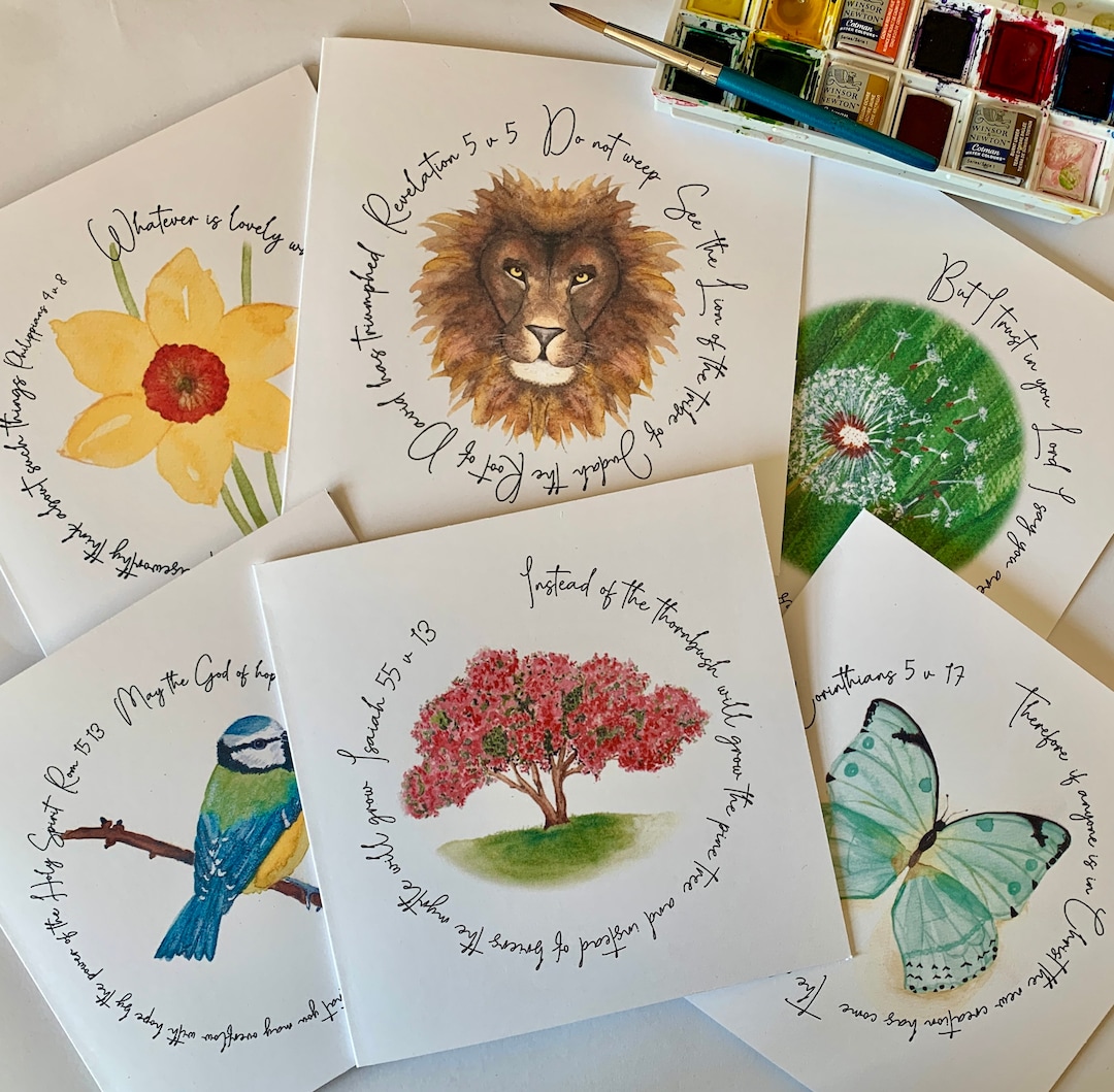 Watercolor Bible Verse Cards: Christian Encouragement Gift, Set of 6 - Etsy