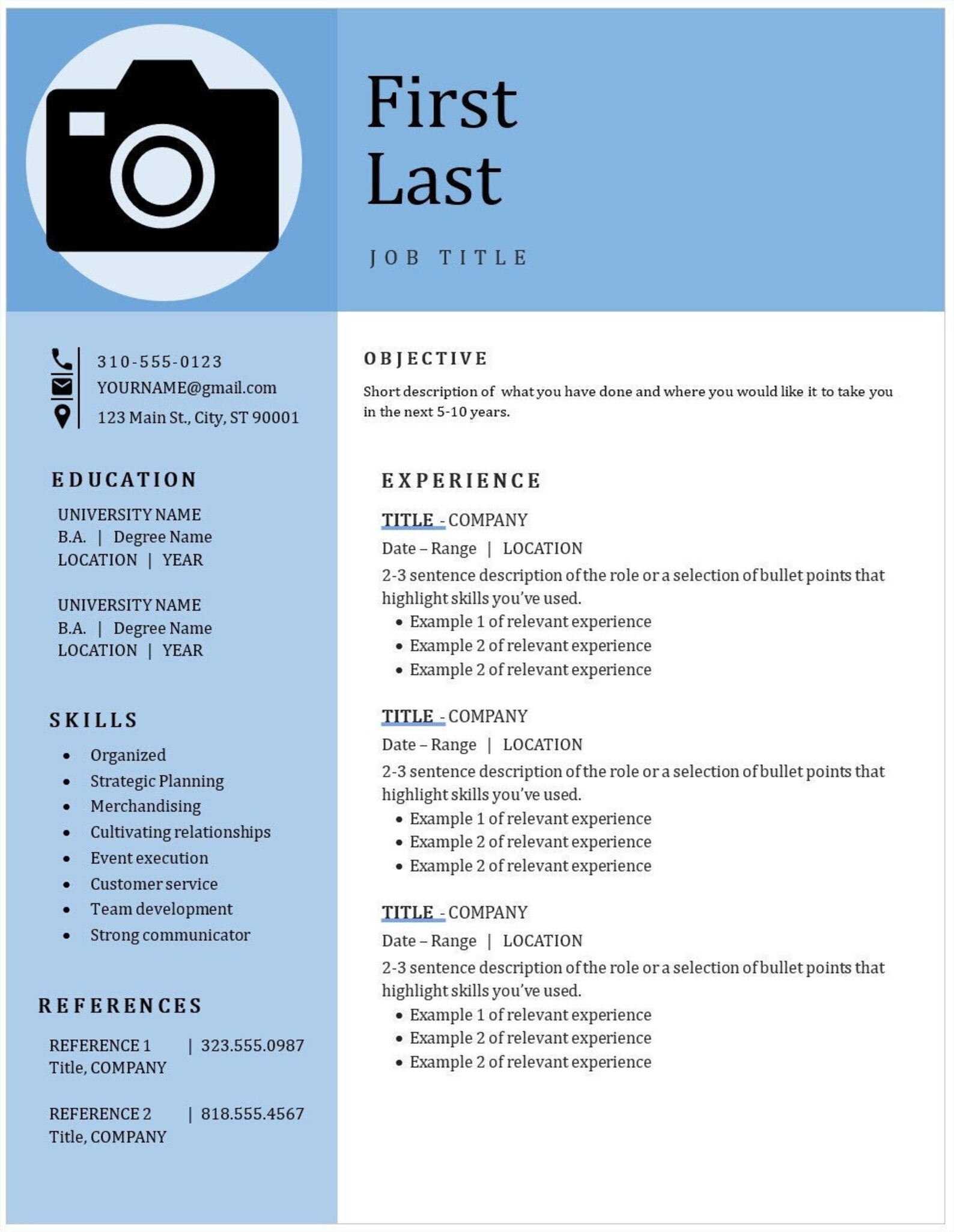 Color Block Resume Template Cover Letter Banner Etsy