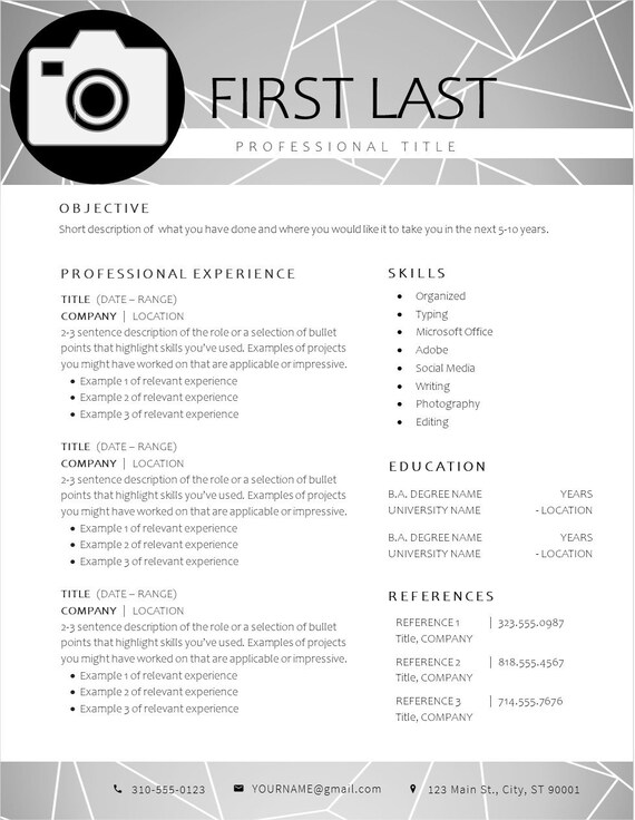 Geometric Resume Template Cover Letter & Banner | Etsy