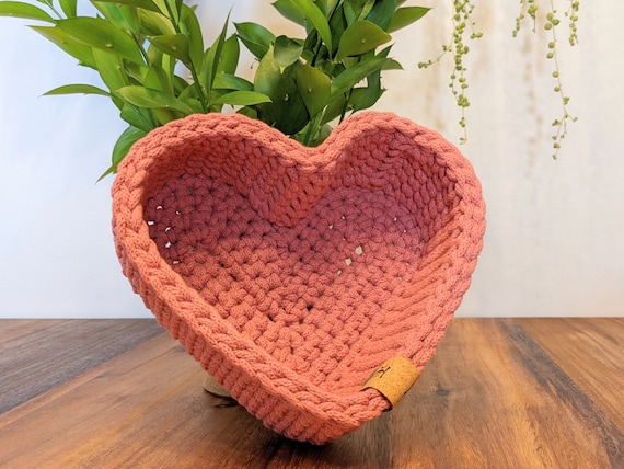 Heart Shaped Basket Three Sizes Custom Colors Crochet | Etsy