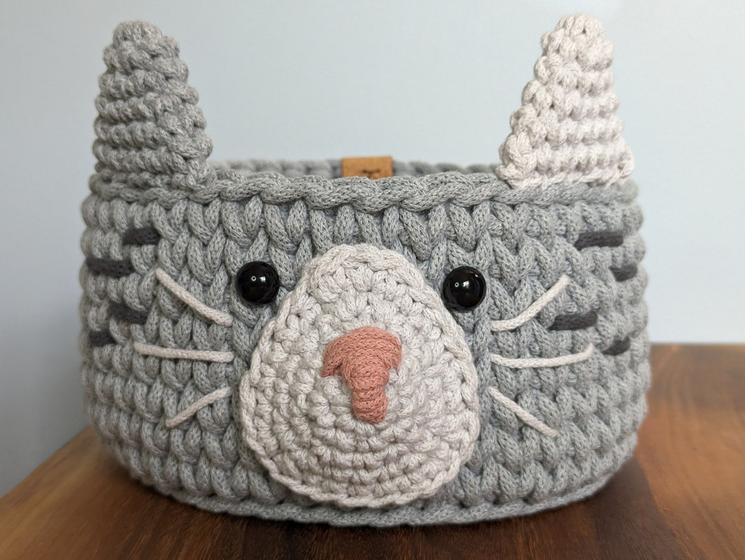 Kitty Basket | Medium | Nursery | Recycled Cotton Cord | Handmade to ...