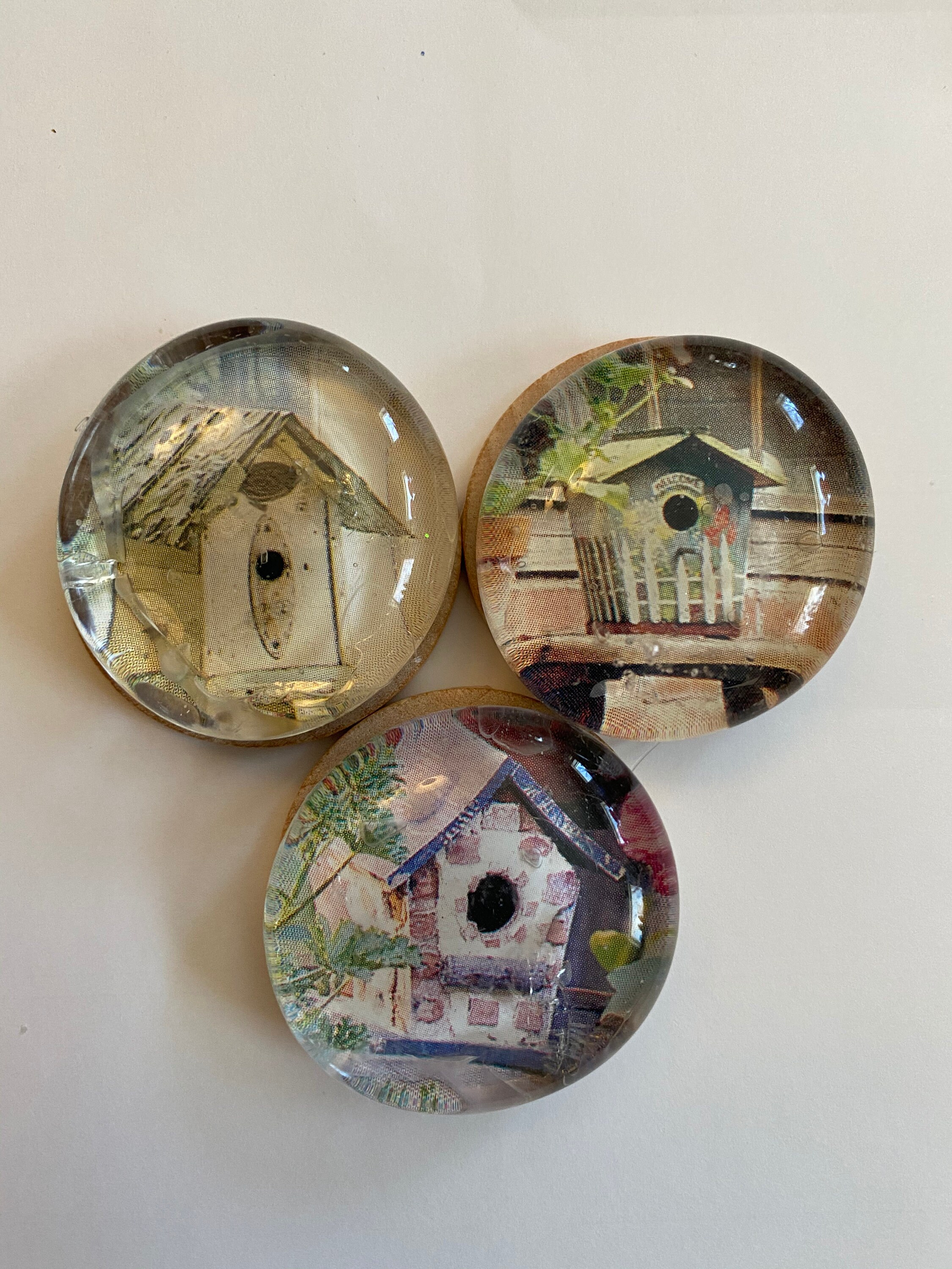 BIRDHOUSE BUBBLE MAGNETS Set of Three Handmade | Etsy