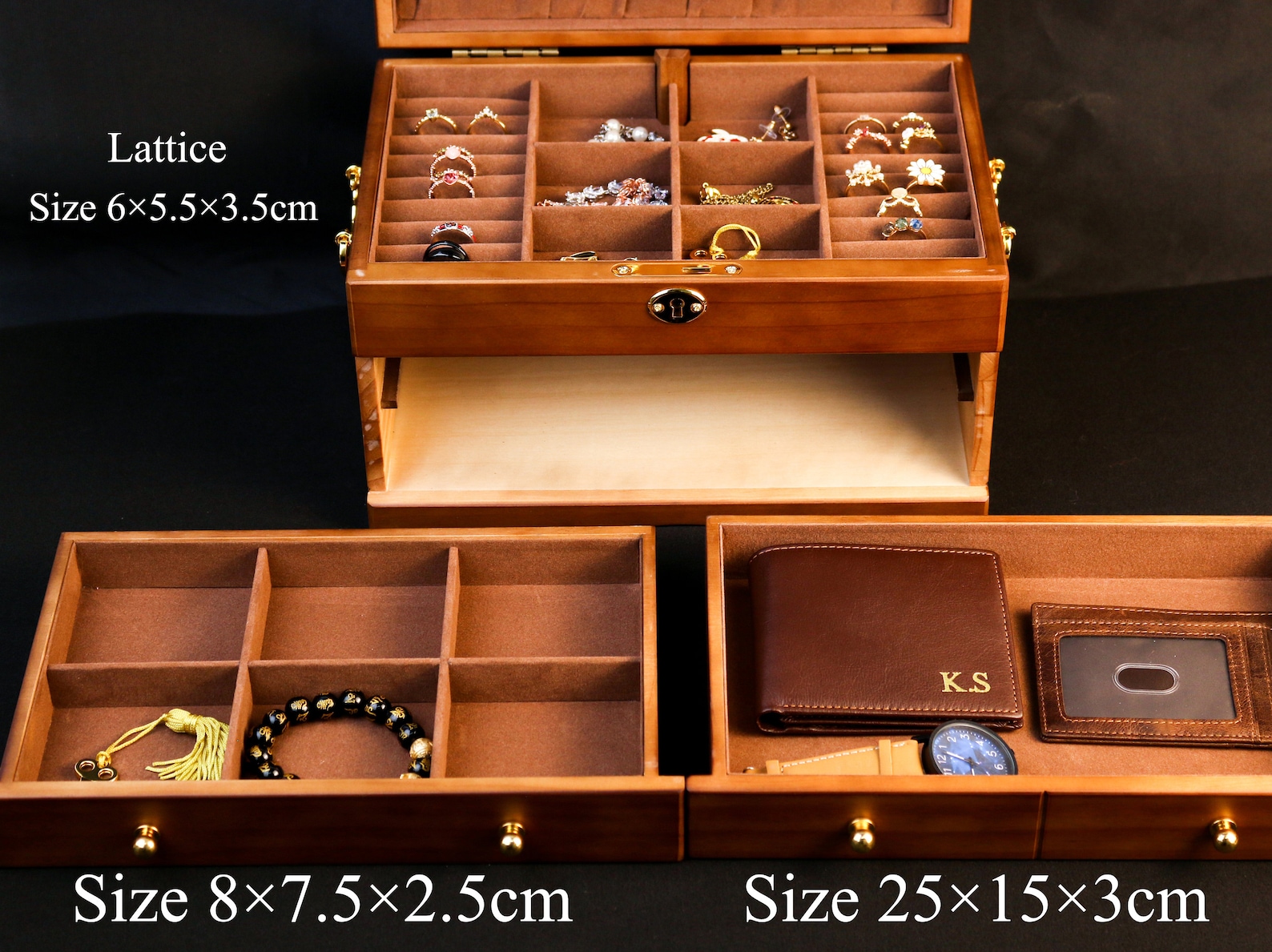 Large Retro Box, Jewelry Box, Suede Jewelry Box, Gift for Women Her ...