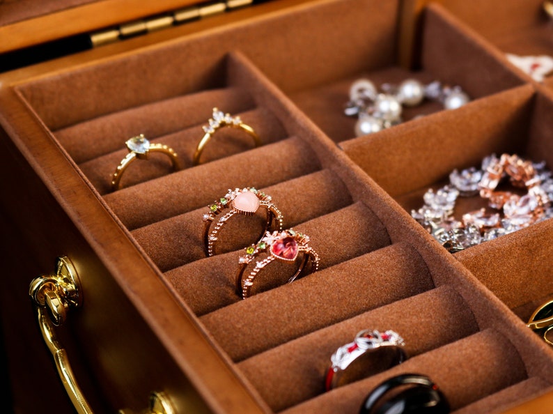 Large Retro Box Jewelry Box Suede Jewelry Box Gift for - Etsy