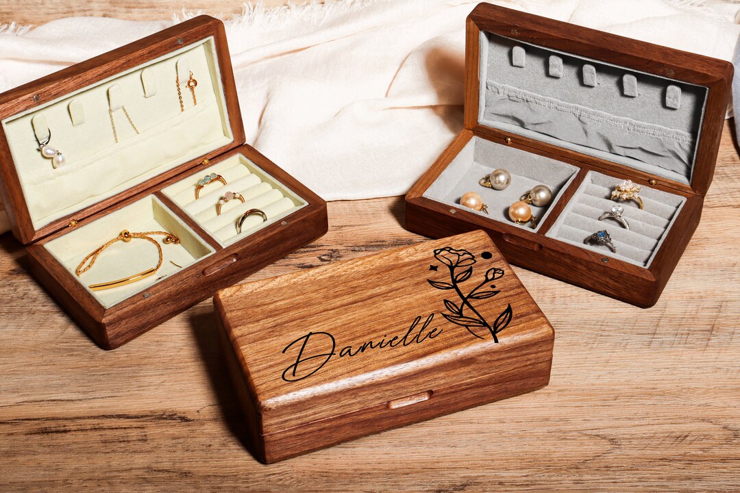 Jewelry Box Travel Case for Women, Custom Engraved Jewelry Box ...