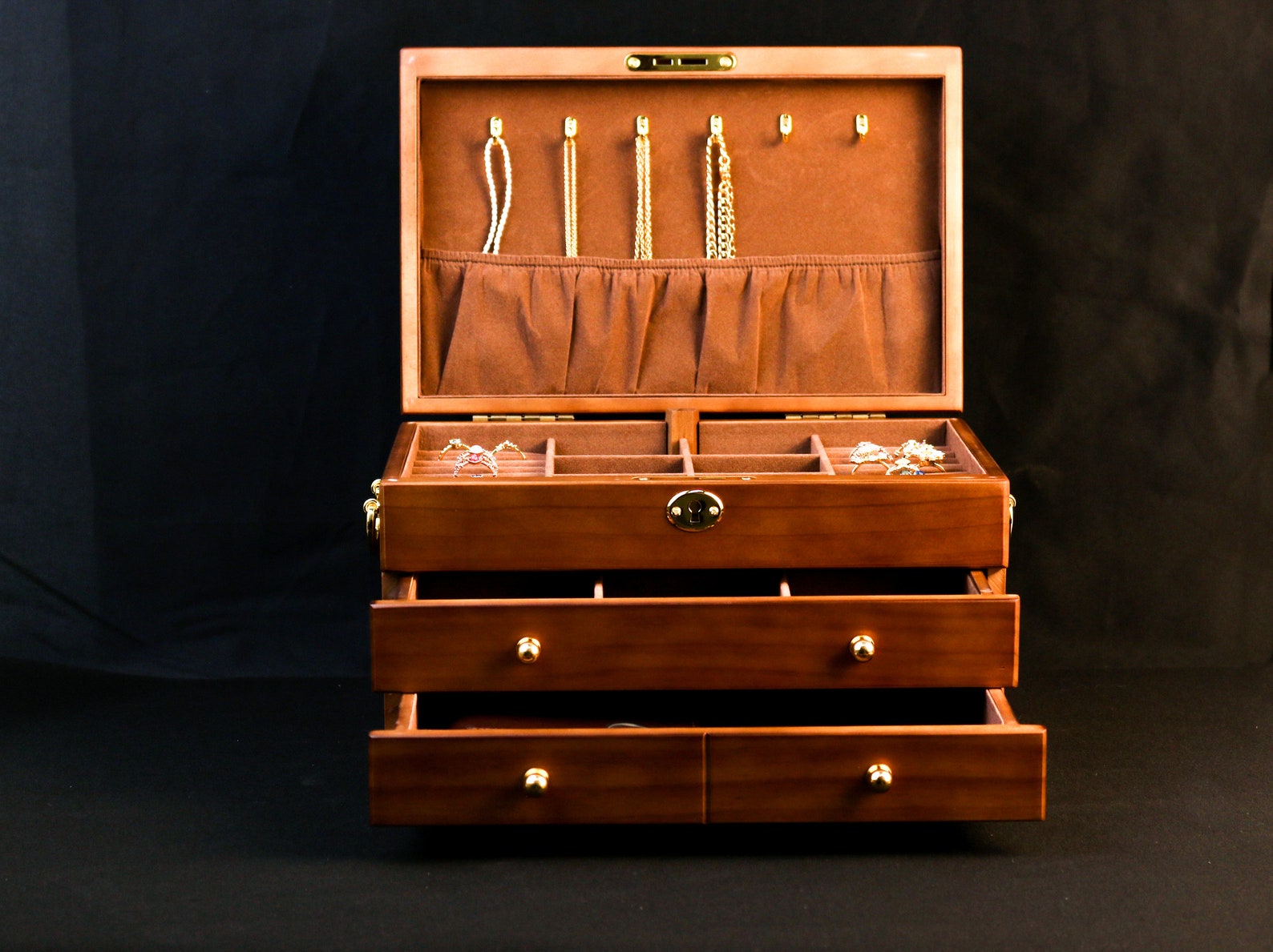 Large Retro Box, Jewelry Box, Suede Jewelry Box, Gift for Women Her ...