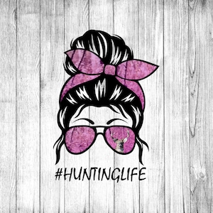 Messy Bun, Hunting Life, PNG, Pink/purple Wooded Camo, #huntinglife ...
