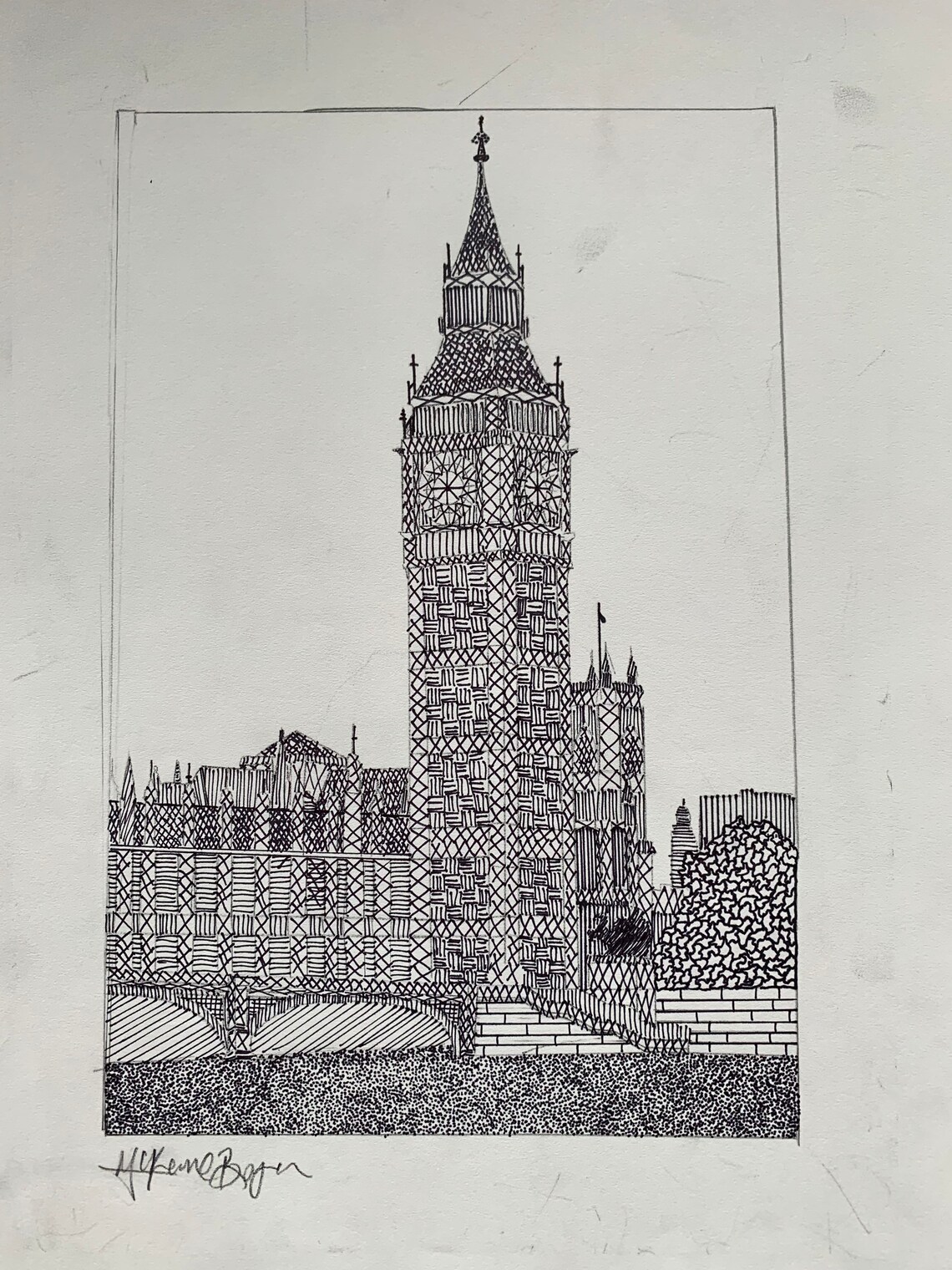 Commissioned Ink Landmark Drawing Landscape Drawing Scenery - Etsy