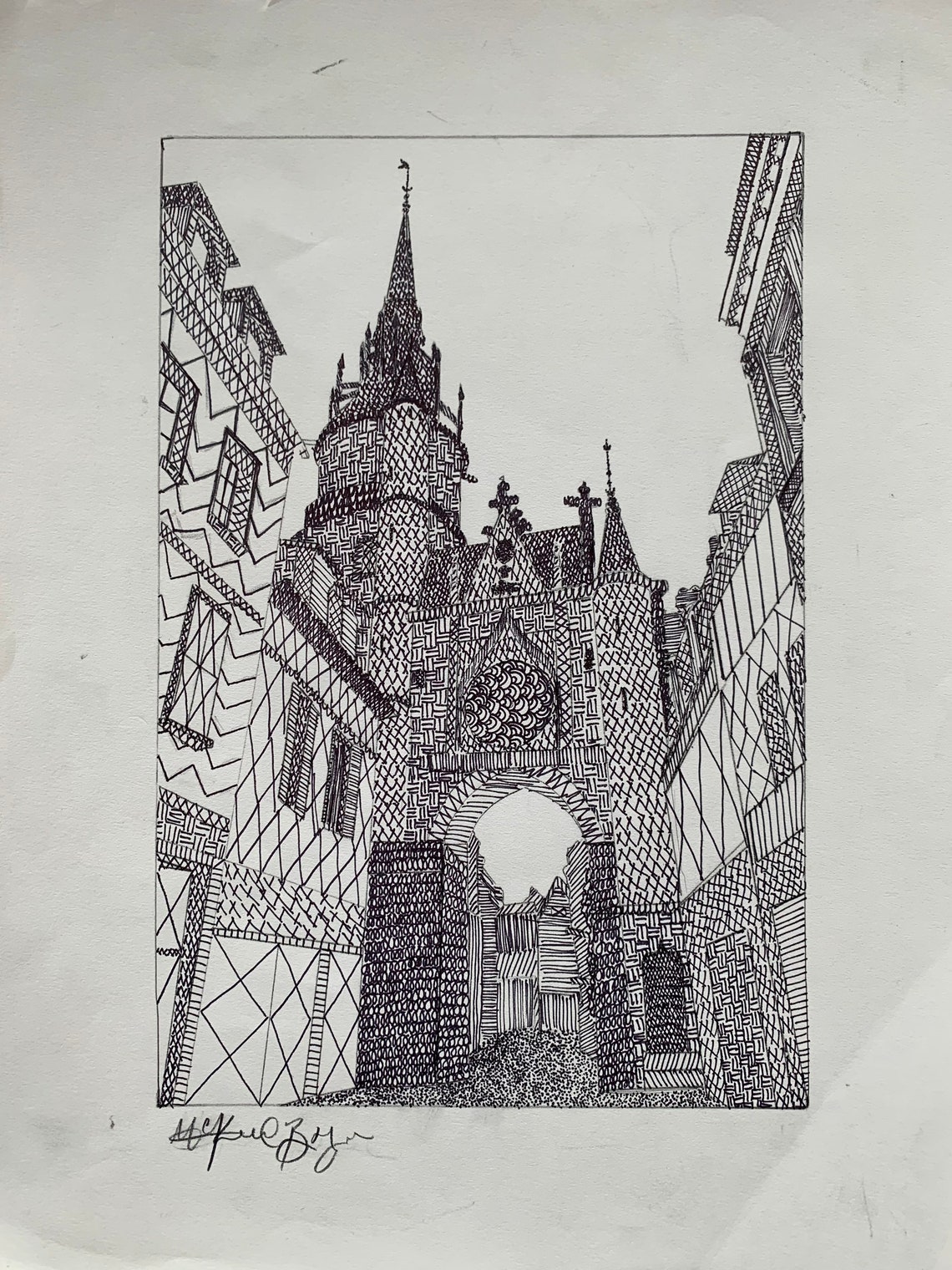 Commissioned Ink Landmark Drawing Landscape Drawing Scenery - Etsy