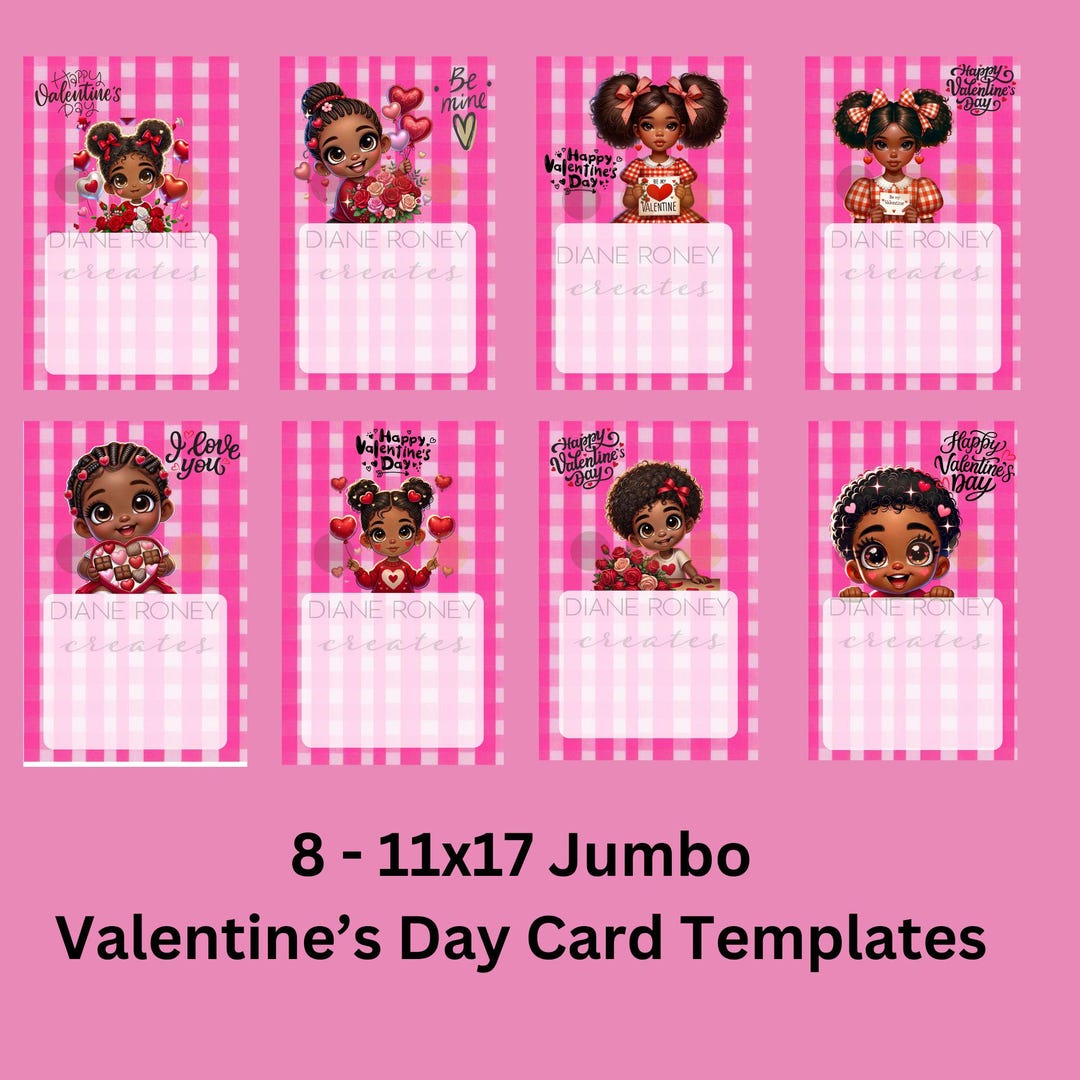 Jumbo Valentine's Day Card Template – African American Kids, 11x17 ...