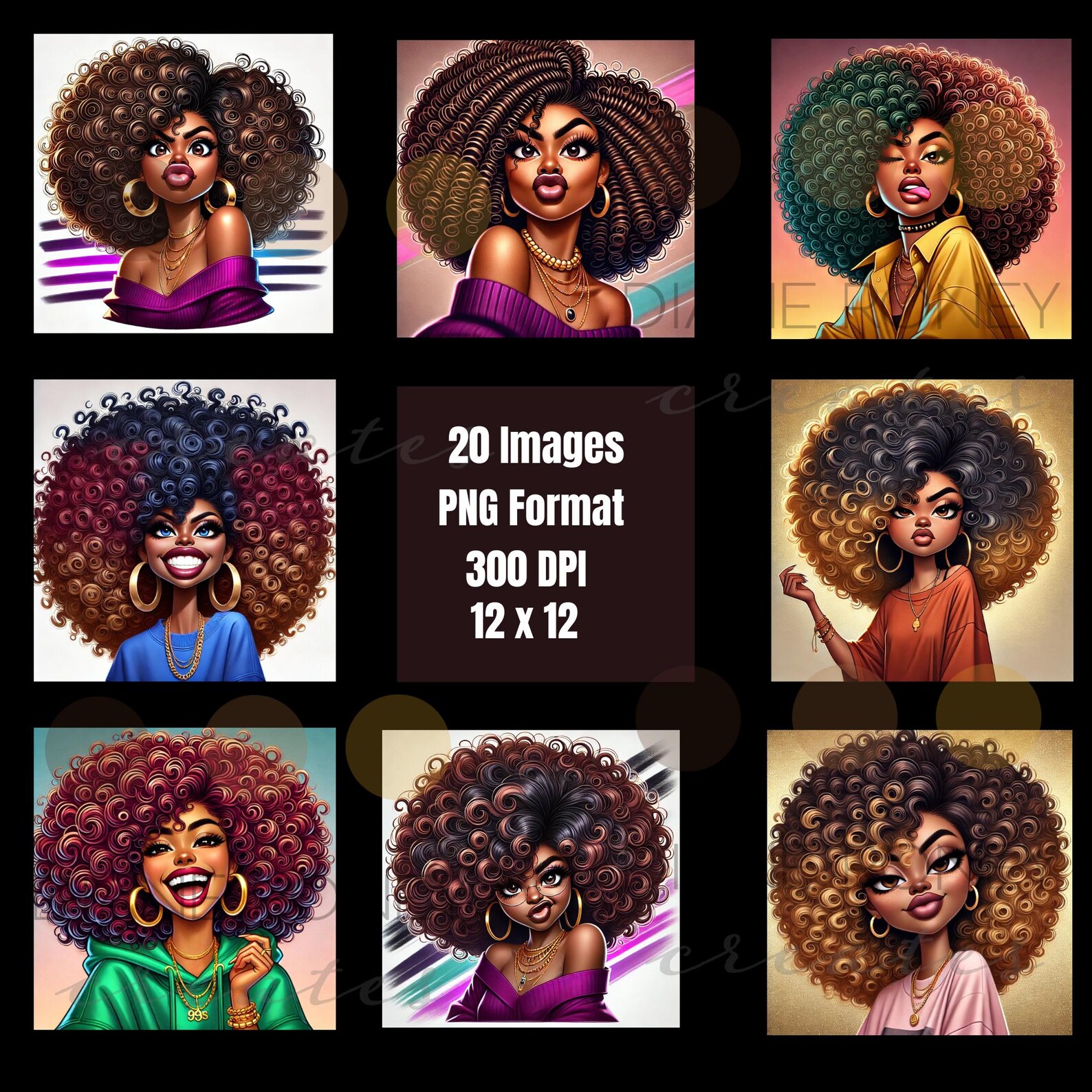 Black Women Clip Art Bundle | Afrocentric PNG Files (digital Download ...