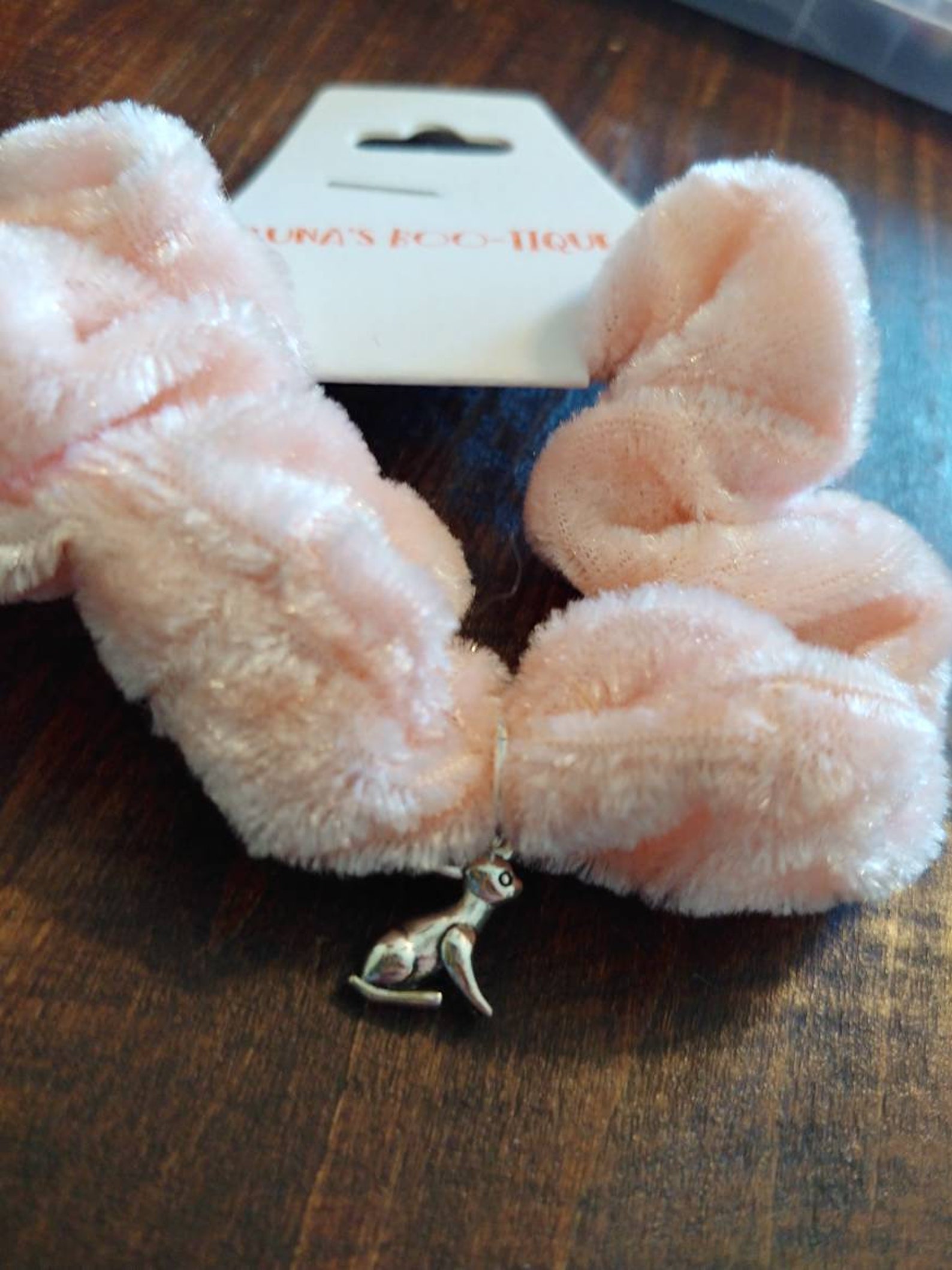 Pink Velvet Bunny Charm Scrunchies - Etsy