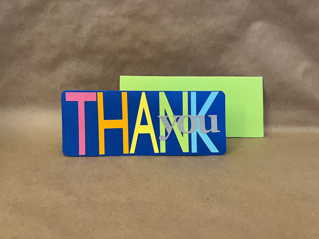 THANK You Card, Rectangle Thank You Card, Colorful Thank You Card ...